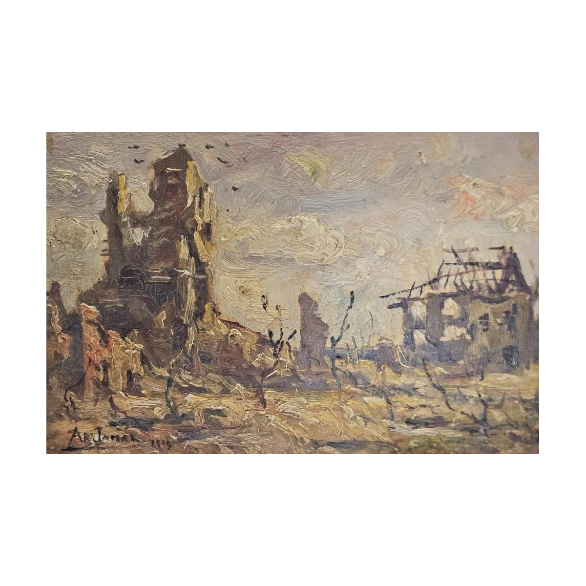 Armand Jamar [Eglise d'Essen] – post-war landscape, 1919 (triptych ...