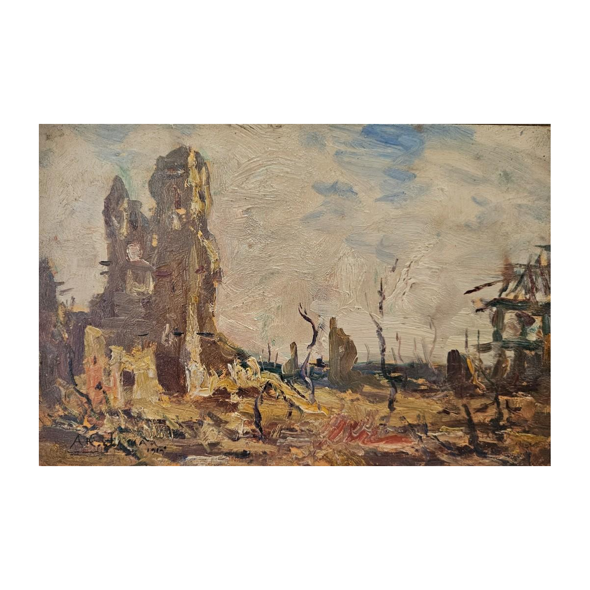 Armand Jamar [Eglise d'Essen] – post-war landscape, 1919 (triptych ...